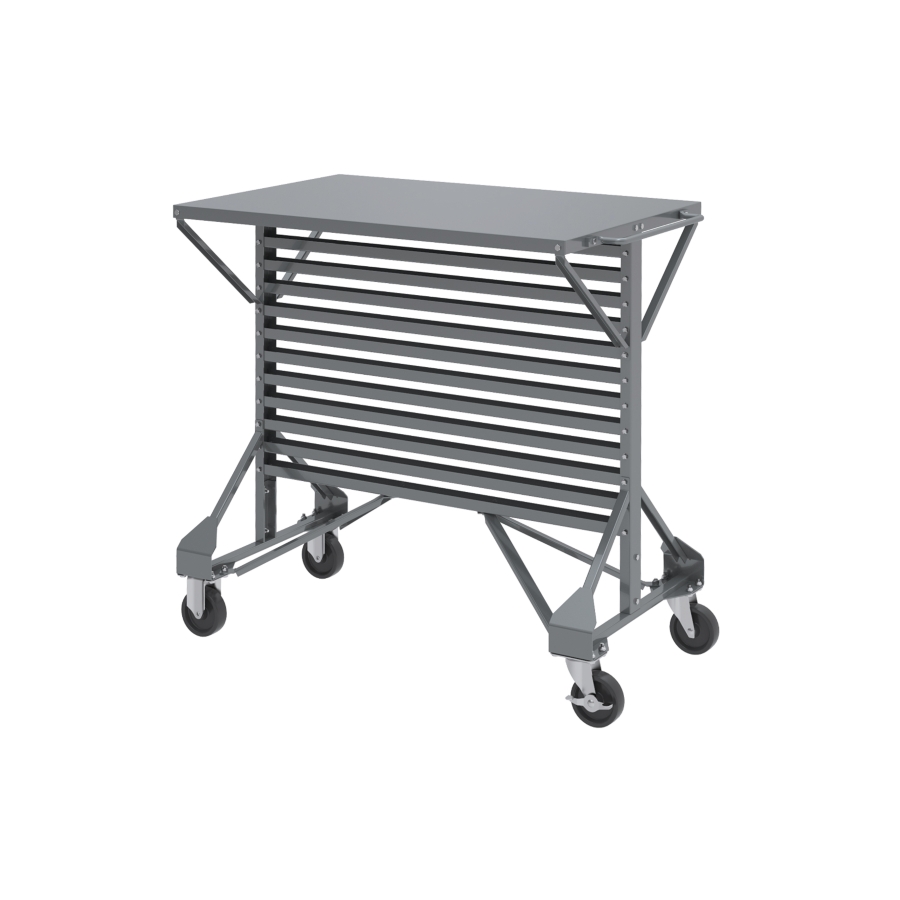 Mobile Cart with Rail Hangers and Worktable: Akro-Mils - New Pig