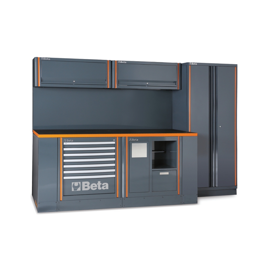 Beta Tools Workstation with Cabinets, Drawers and More - New Pig