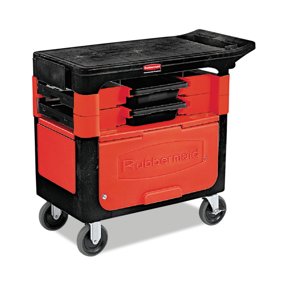 Mobile Rubbermaid Tool Cart with Bins for Organization - New Pig