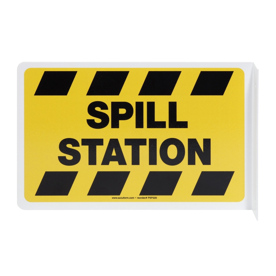 Spill Kit Sign: 90 degree Projection Spill Station Sign - New Pig