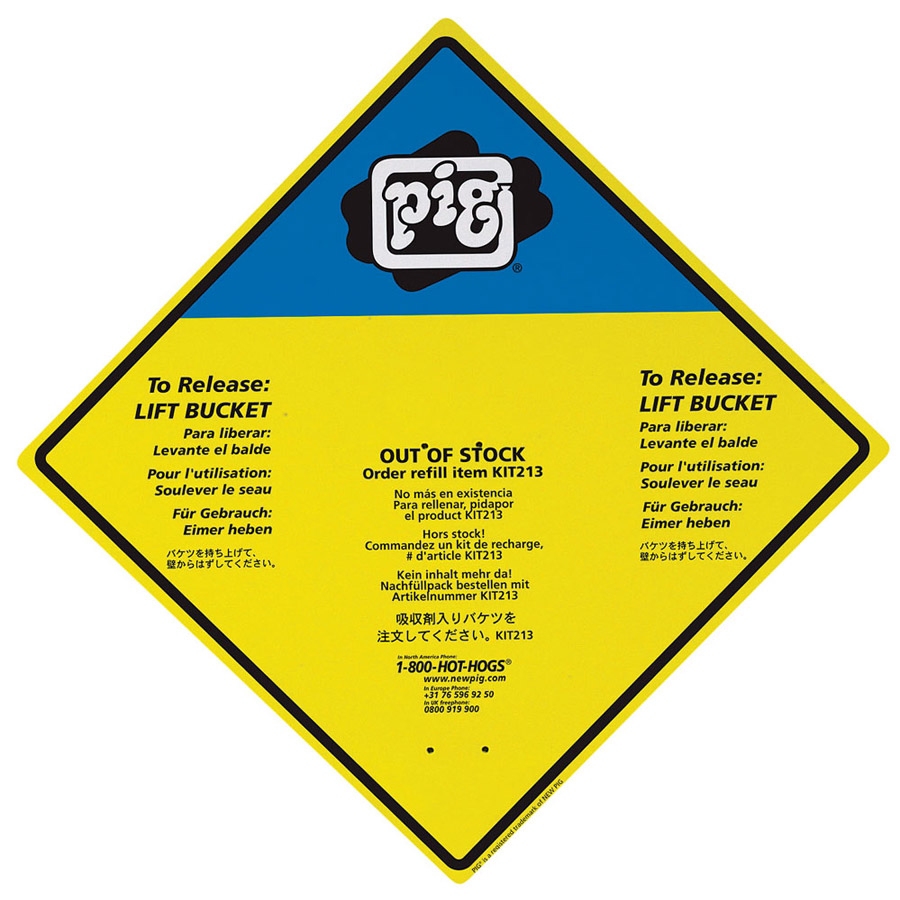 Get a can't-miss-it Sign for a Spill Kit in Bucket — New Pig