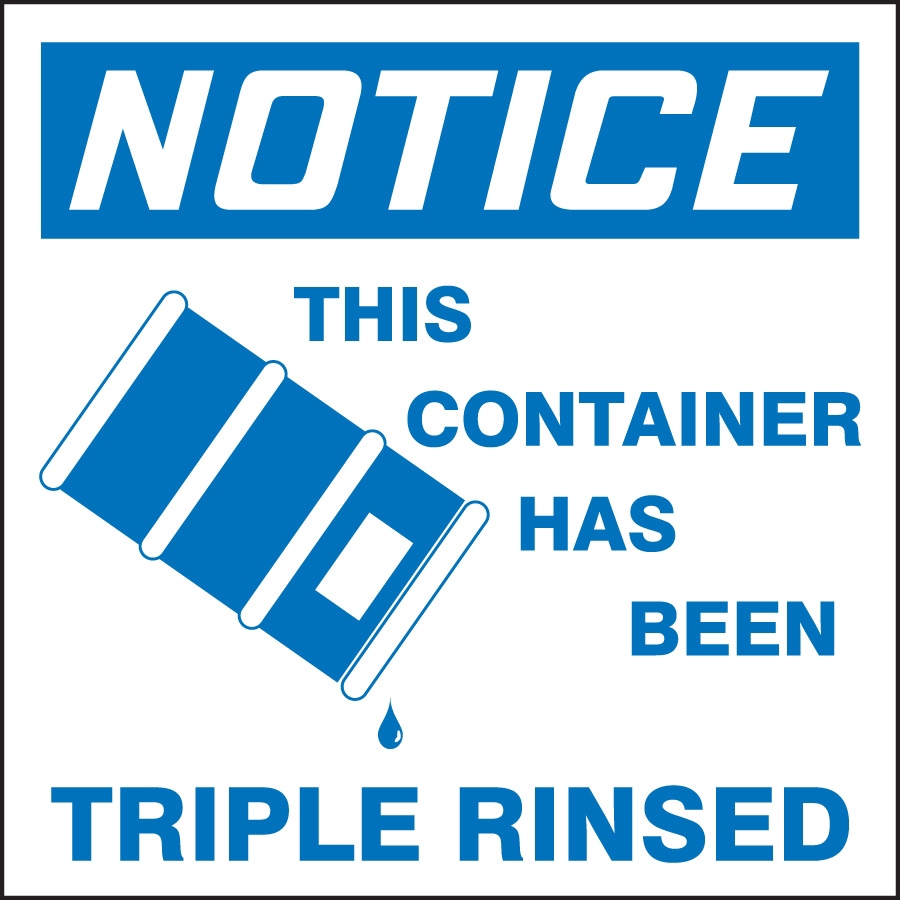 Notice This Container Has Been Triple Rinsed Drum ID Label - SGN655 ...