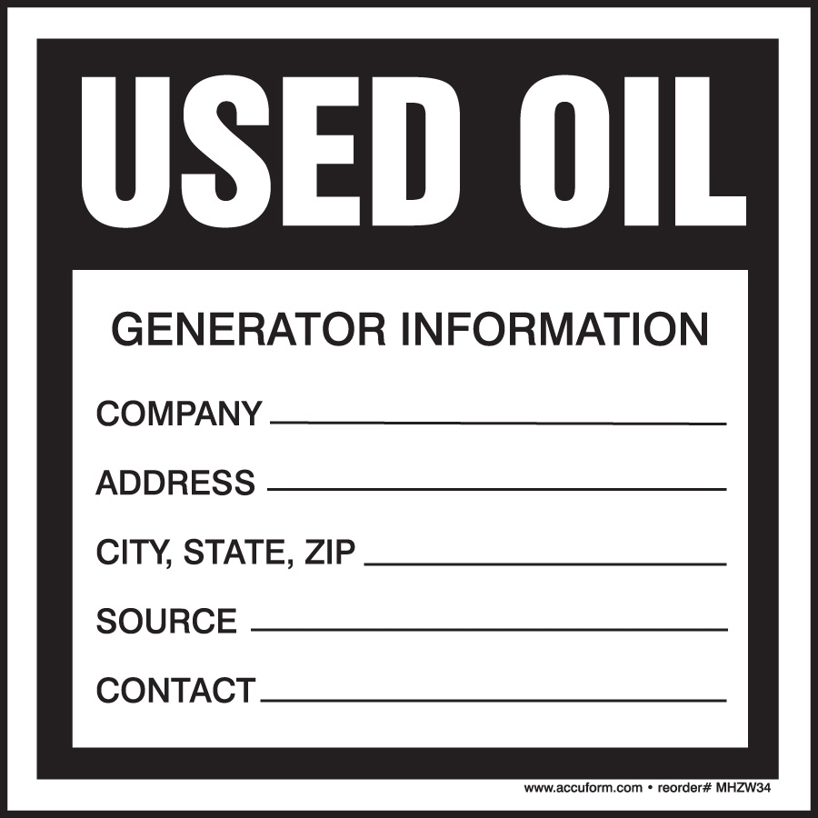 Used Oil Waste Shipping Label SGN673—See more here! - New Pig